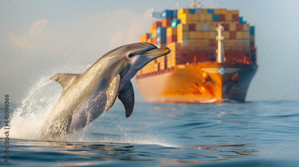 5. Picture a maritime scene with a wise dolphin mascot orchestrating ...