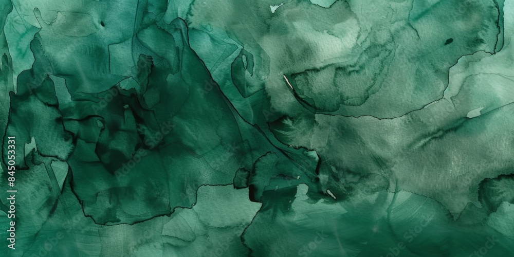 Abstract Watercolor Texture Elements on Deep Green Ink Background ...