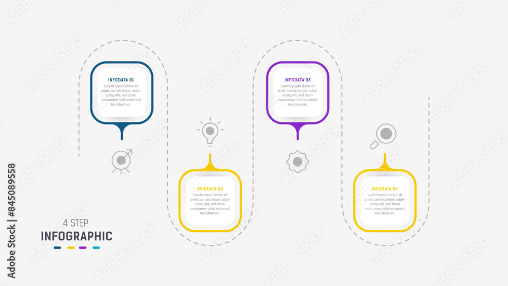 Three Step Infographic label design Vector template with line icons. process steps diagram ...