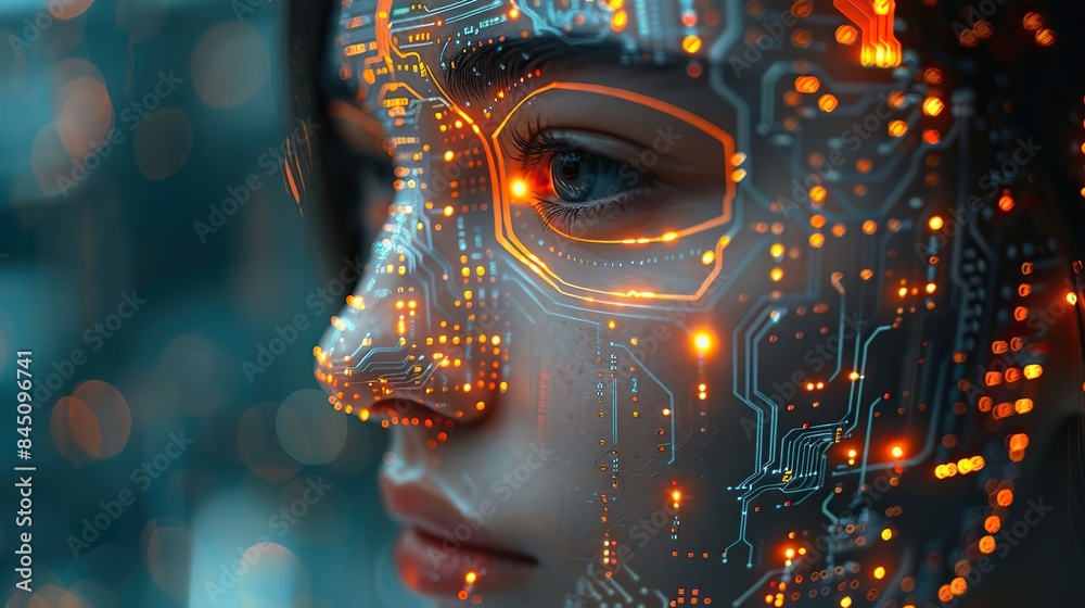 Concept of artificial intelligence, biotechnology innovation, robot ...