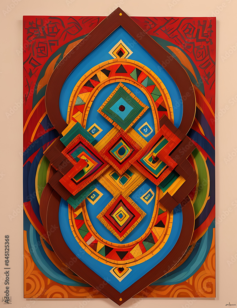 an abstract art template that blends elements from different ethnic ...