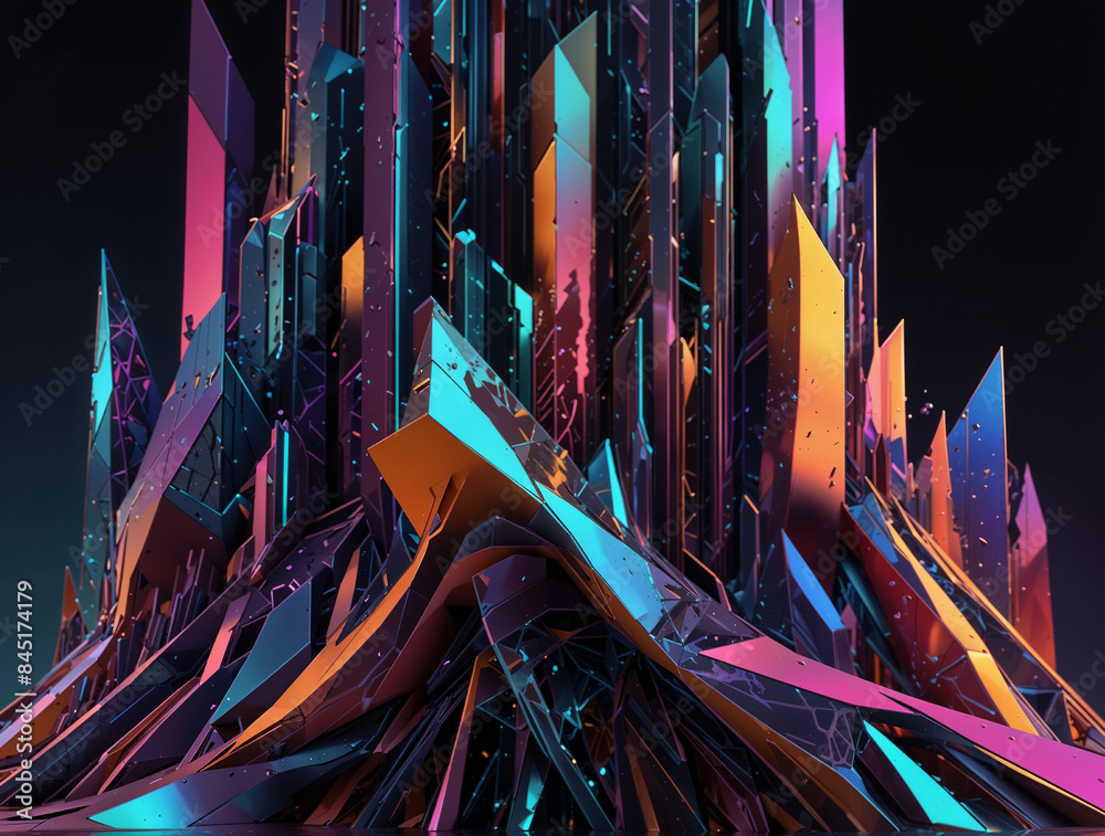Design holographic abstract 3D shapes. anime abstract background ...