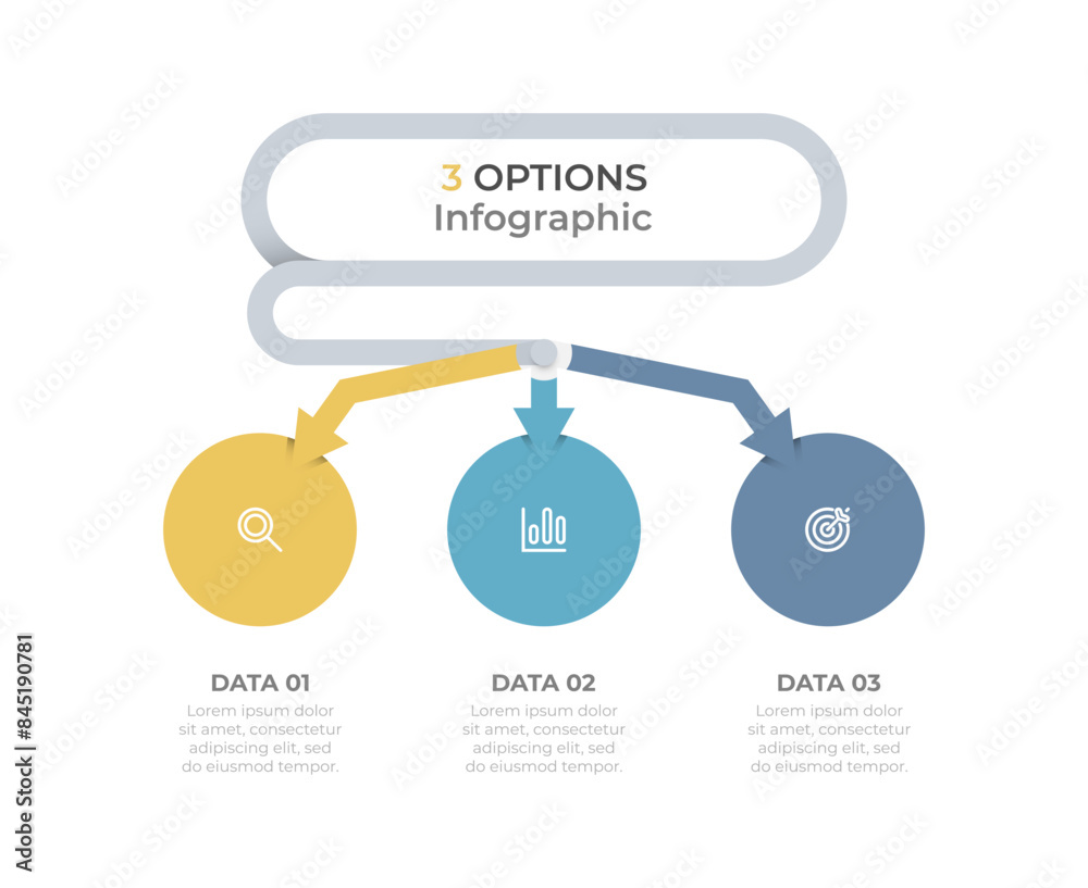 Colorful infographic with a circles design with marketing icons ...