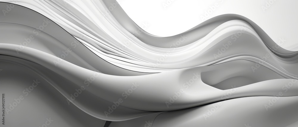 Abstract White Wave Forms - Modern Minimalist Design with Smooth Curves and Flowing Lines in a ...