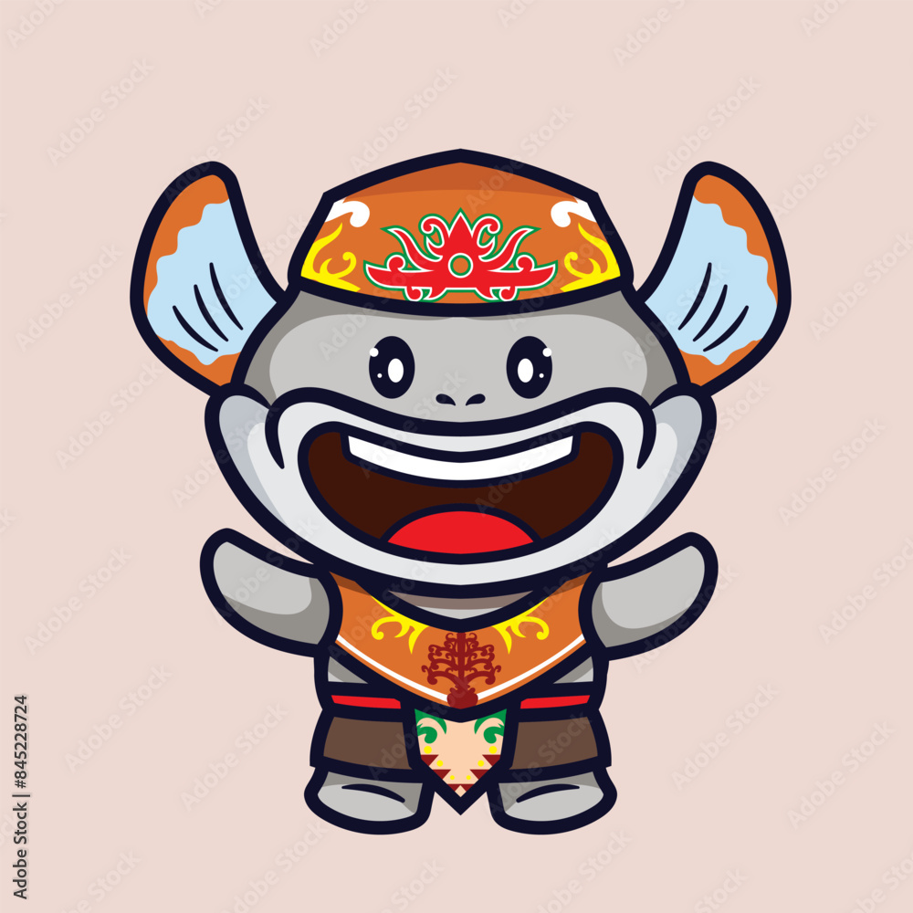 Fish mascot Traditional design illustration, Cute fish mascot with ...