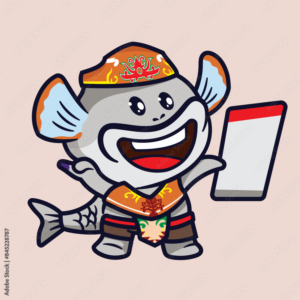 Fish mascot Traditional design illustration, Cute fish mascot with ...