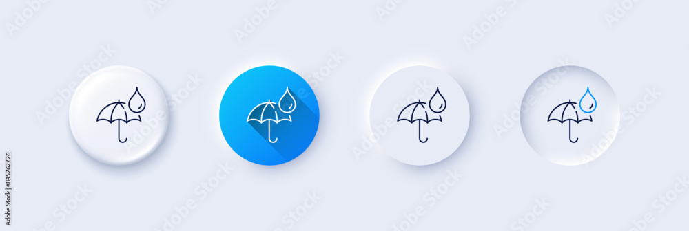 Waterproof umbrella line icon. Neumorphic, Blue gradient, 3d pin ...