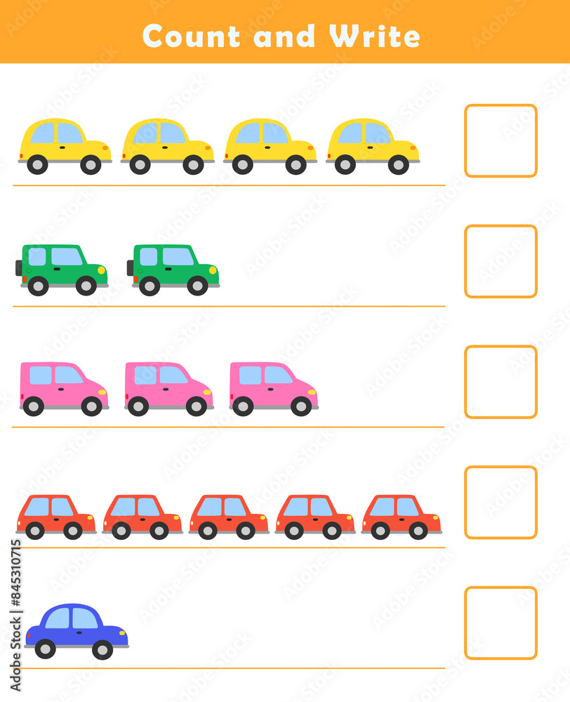 Count and write numbers 1-5. Counting objects worksheet for kids ...