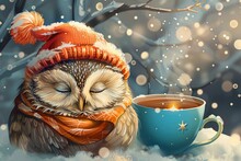 Owl Coffee Poster Free Stock Photo - Public Domain Pictures