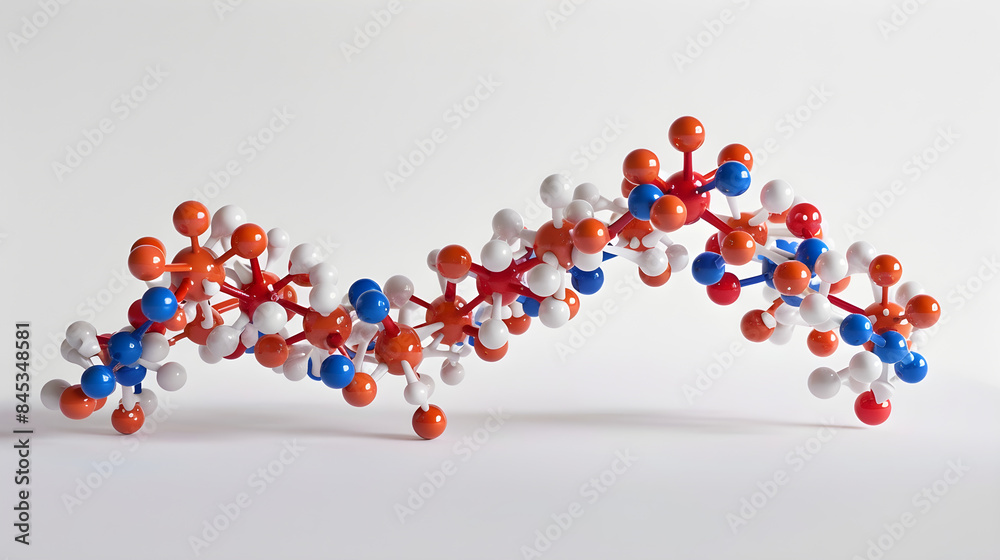 Colorful molecular model shows double helix DNA structure in a ...