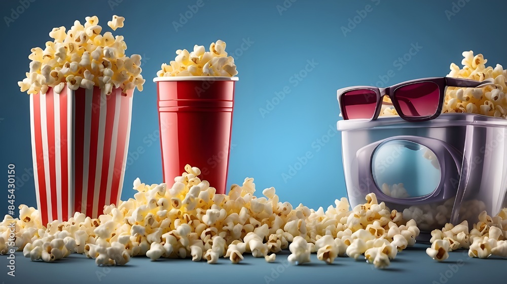 cinema and movie time Isolated on a transparent png background, popcorn ...