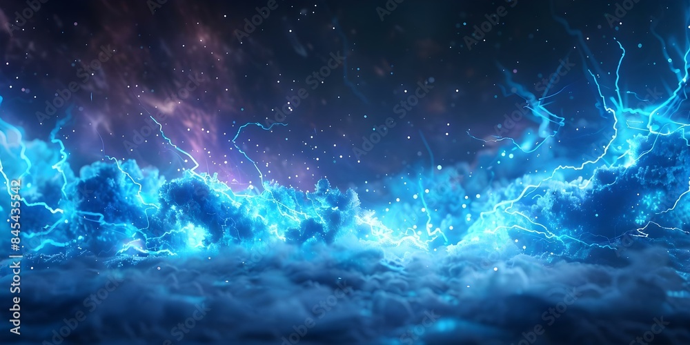 Neon Blue Lightning Effects and Magical Power Strikes A Modern Comic ...