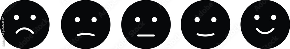 Sad Emoticon Icon set, Realistic Emoji faces, Emojis flat style. face ...