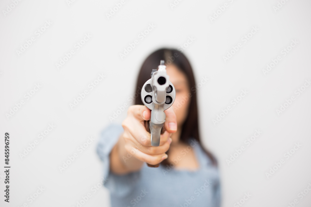 Sexy dangerous beautiful women with .44 magnum revolver gun Stock Photo ...