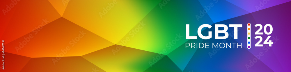 Pride month 2024 horizontal banner with gradient with pride colors flag ...