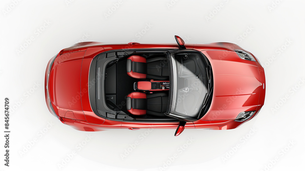top view sports convertible car with soft top down. convertible - top ...