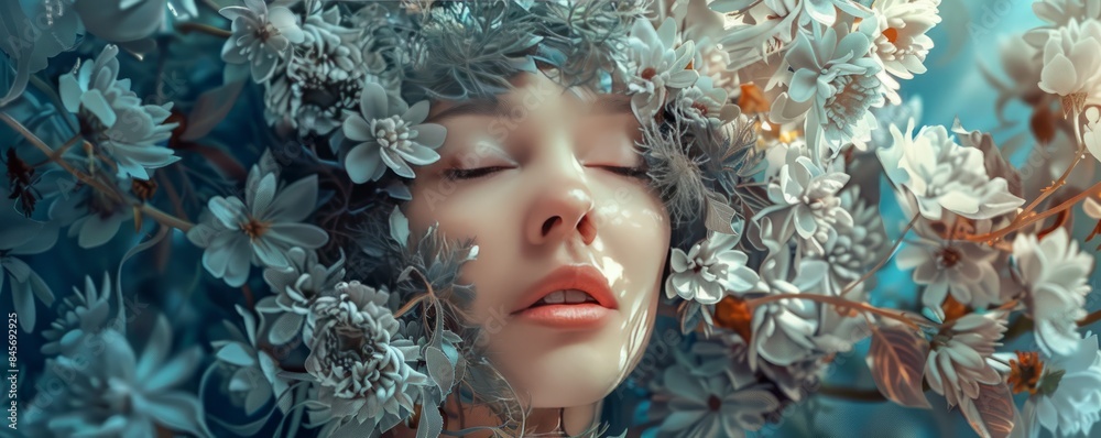Surreal portrait, featuring dreamlike elements and imaginative compositions, hyper-realistic 4K ...