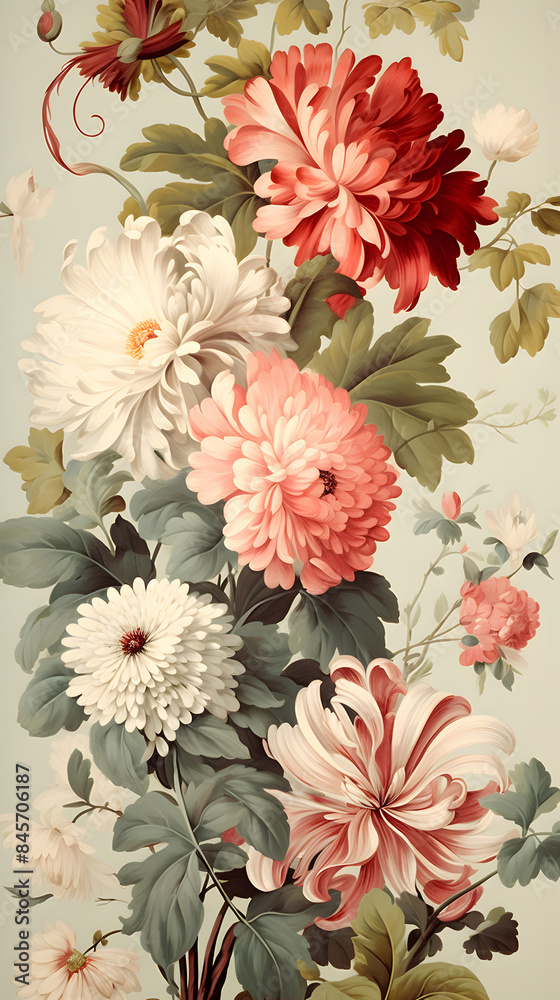 Stock-Illustration „vintage style illustrated flower wallpaper, flower ...