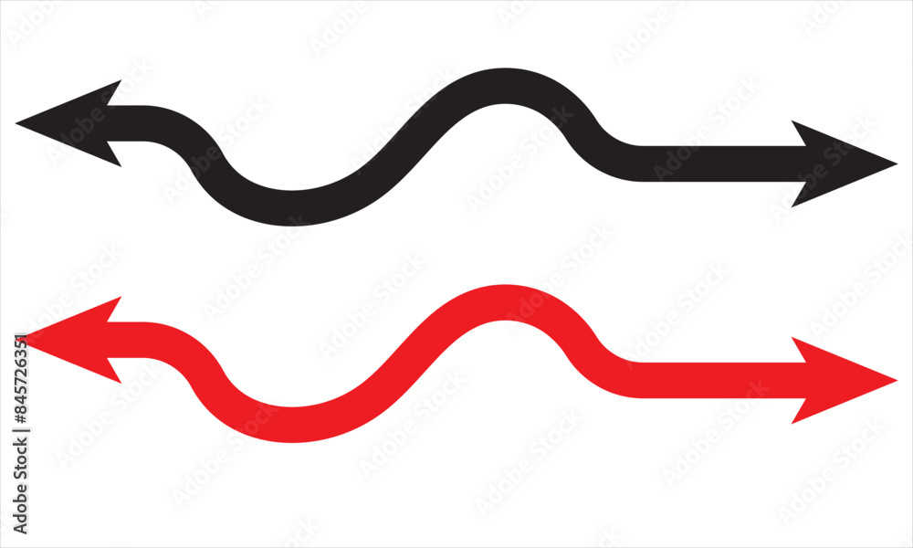 Long arrow icon. Double side Long two color arrow vector, silhouette ...