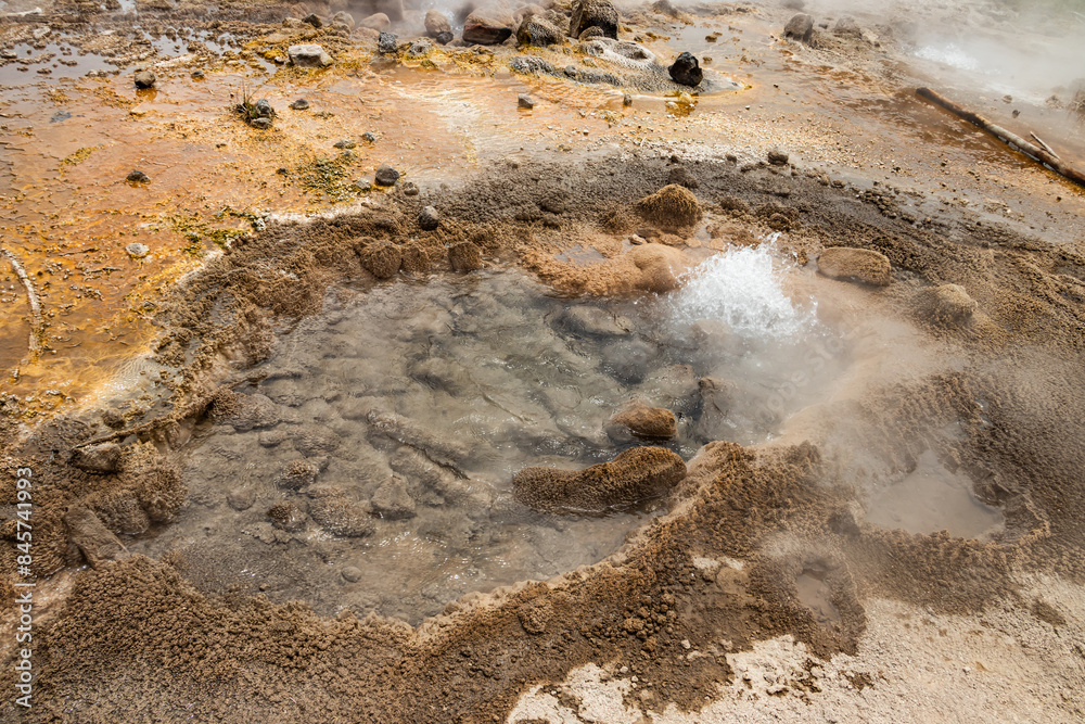 Alolabad geothermal area in Ethiopia with surreal landscape of colorful ...