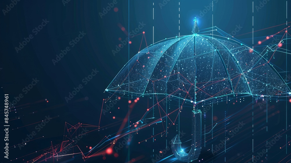 A futuristic risk management concept is illustrated with a glowing low ...
