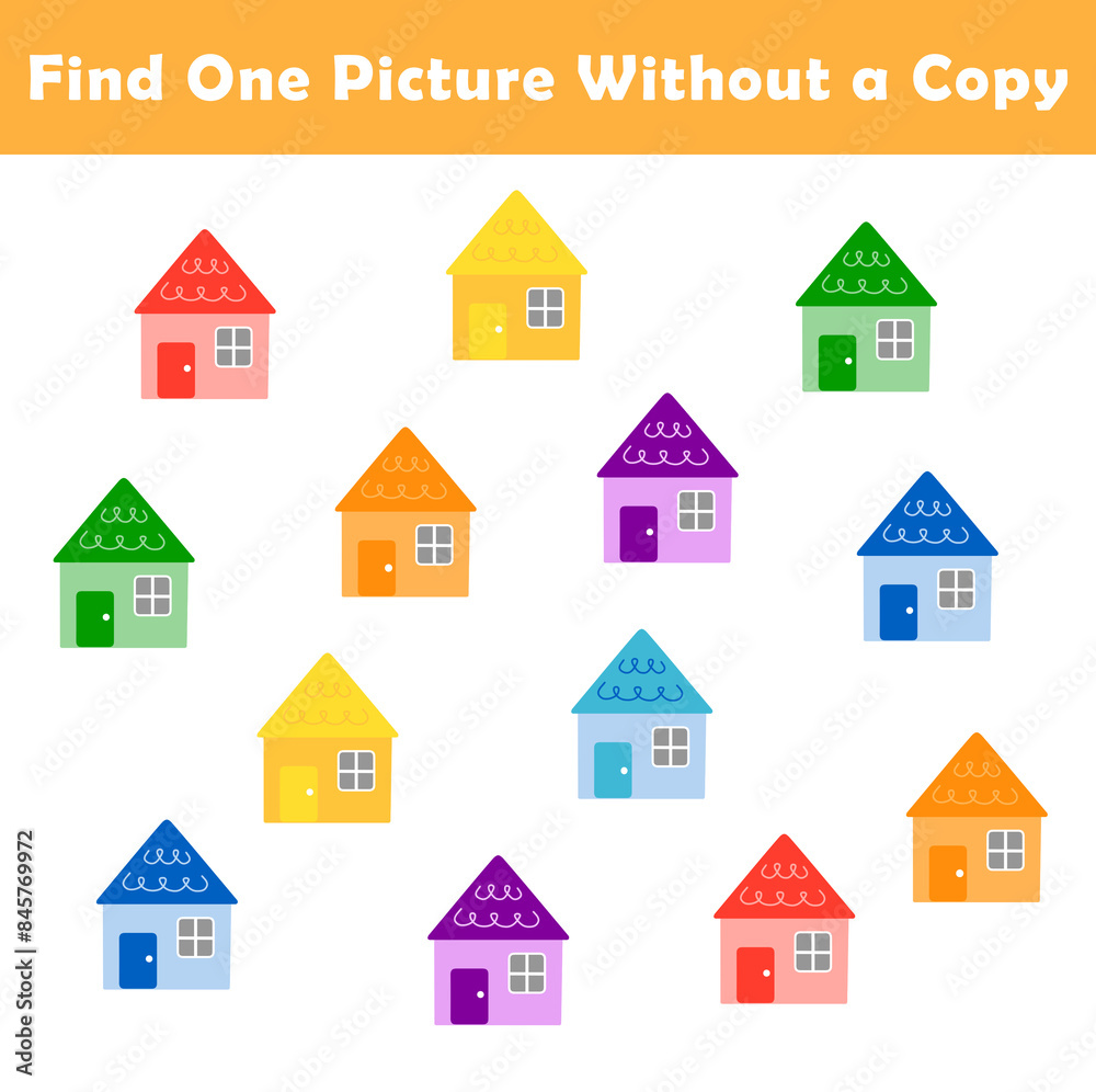 Find One Picture Without a Copy for Preschool Children. Find same ...