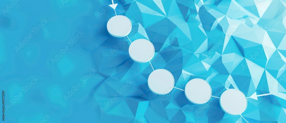 Abstract blue background with light polygons forms a flowchart ...