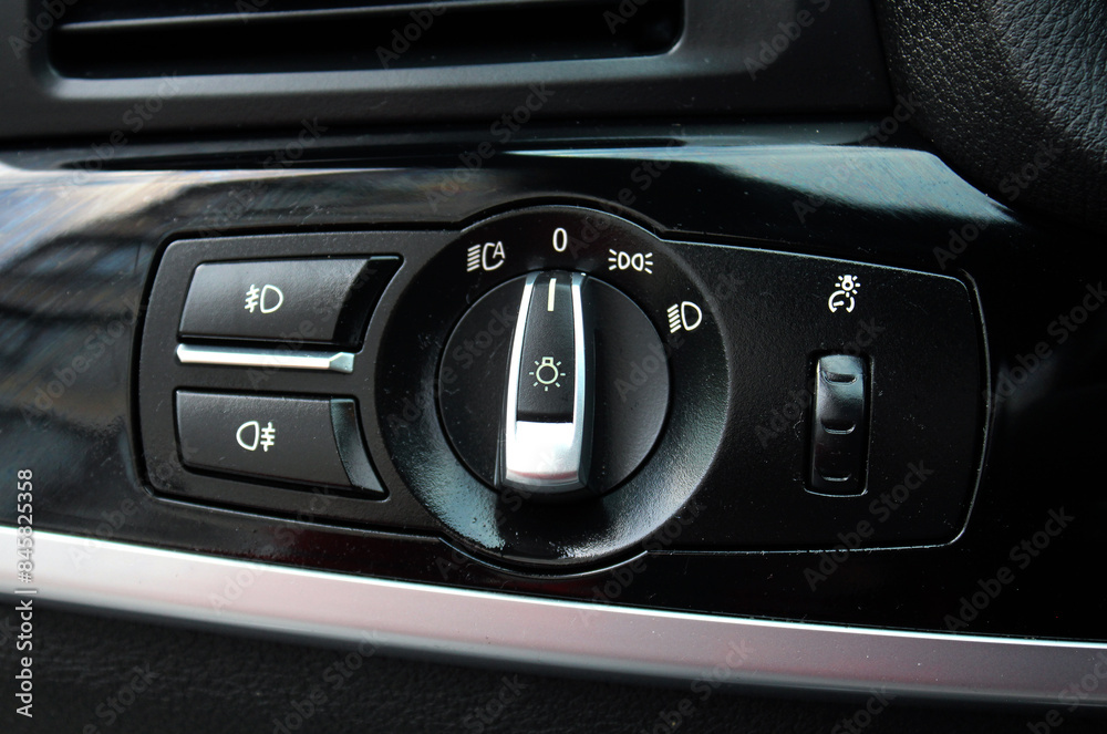 Light control panel in a modern passenger car. Car light switch ...