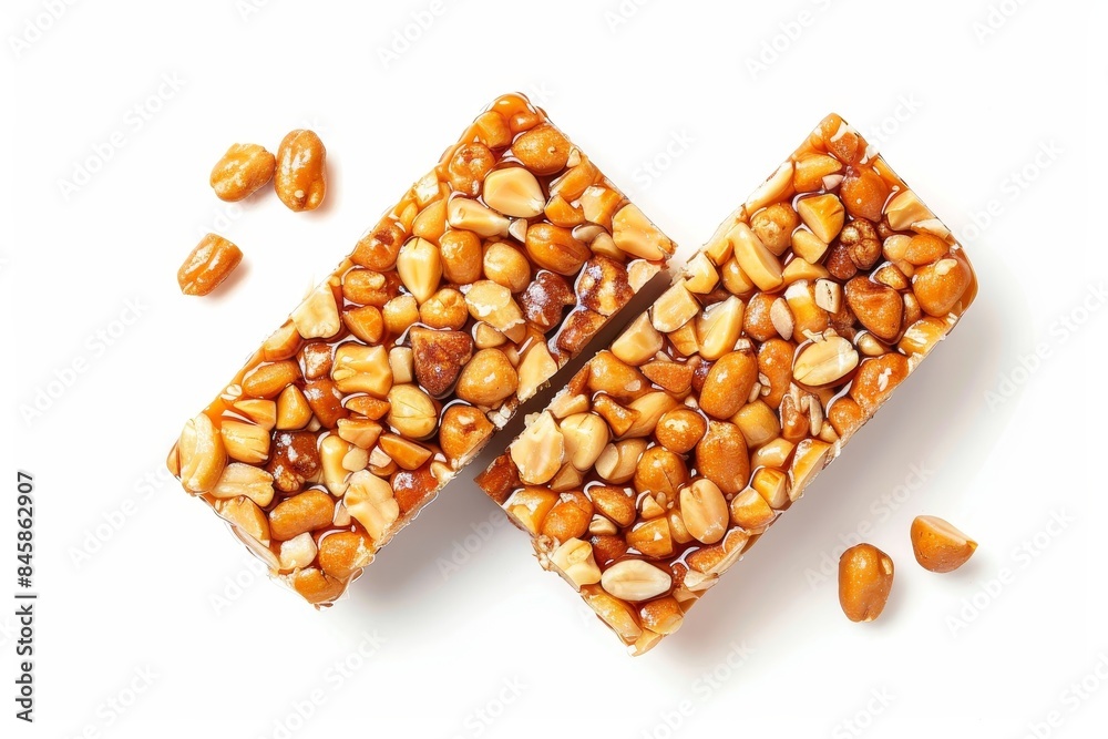 Top view of peanut chikki on white background Stock Photo | Adobe Stock