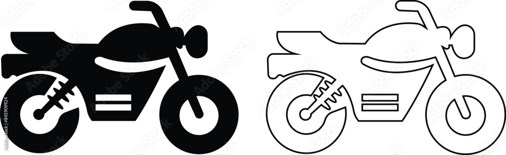 Motorcycle, bike, and motorbike icon set. Side view motorcycle for ...