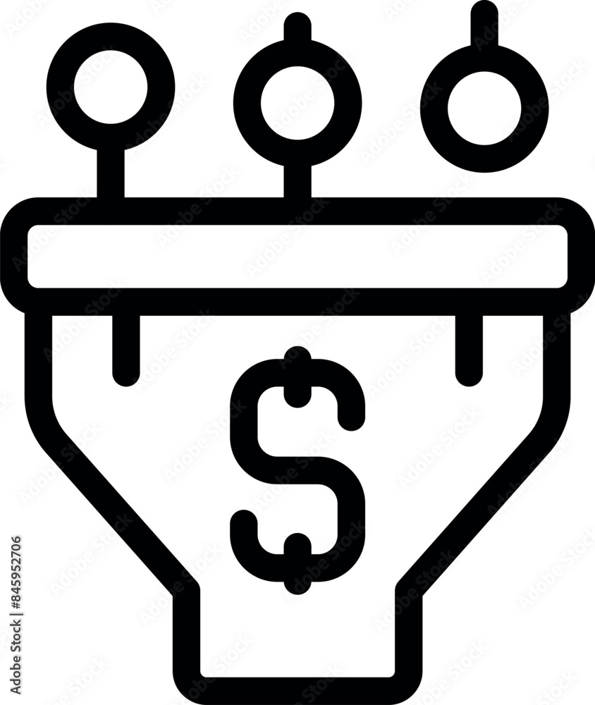 Sales funnel icon with three levels representing the different stages ...