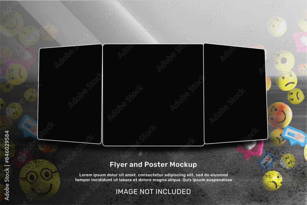 Posters facebook cover mock up template | Portrait photo frame brochure ...