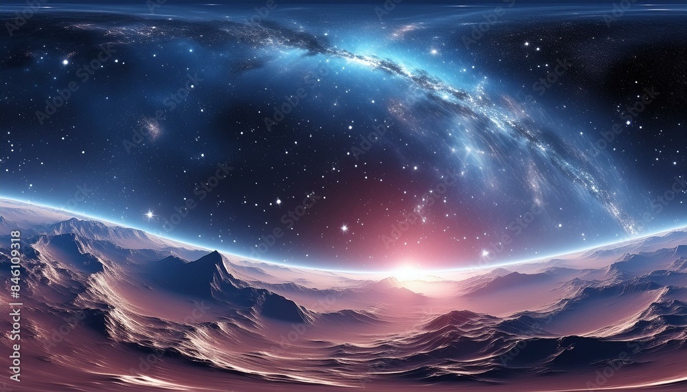 360 degree full sphere panoramic space background with starfield and ...