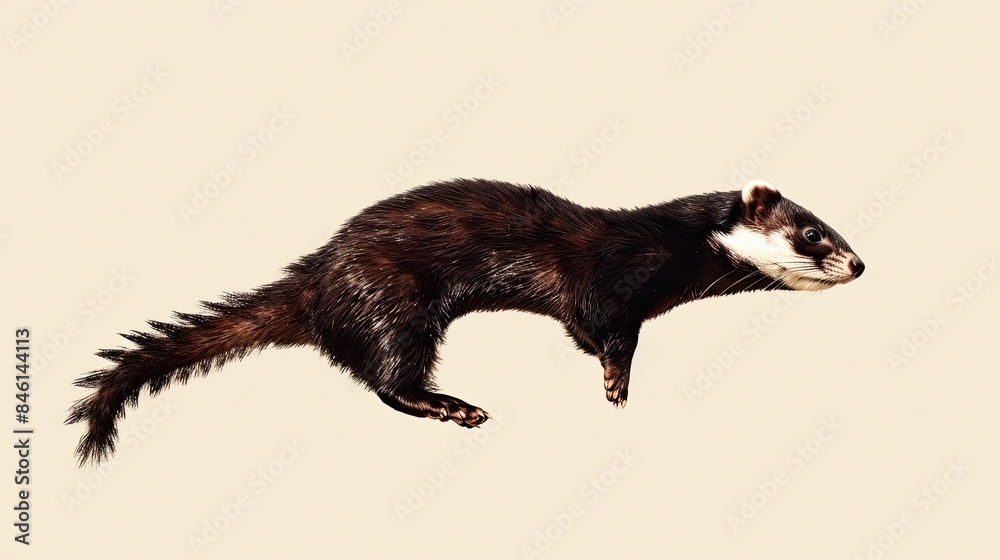 High-resolution image of a dark brown ferret with a cream-colored ...