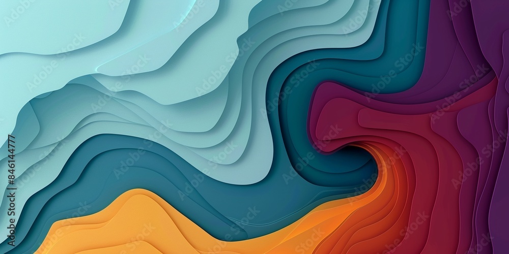 Paper cut topography 3d background. Multi layers, origami relief map ...