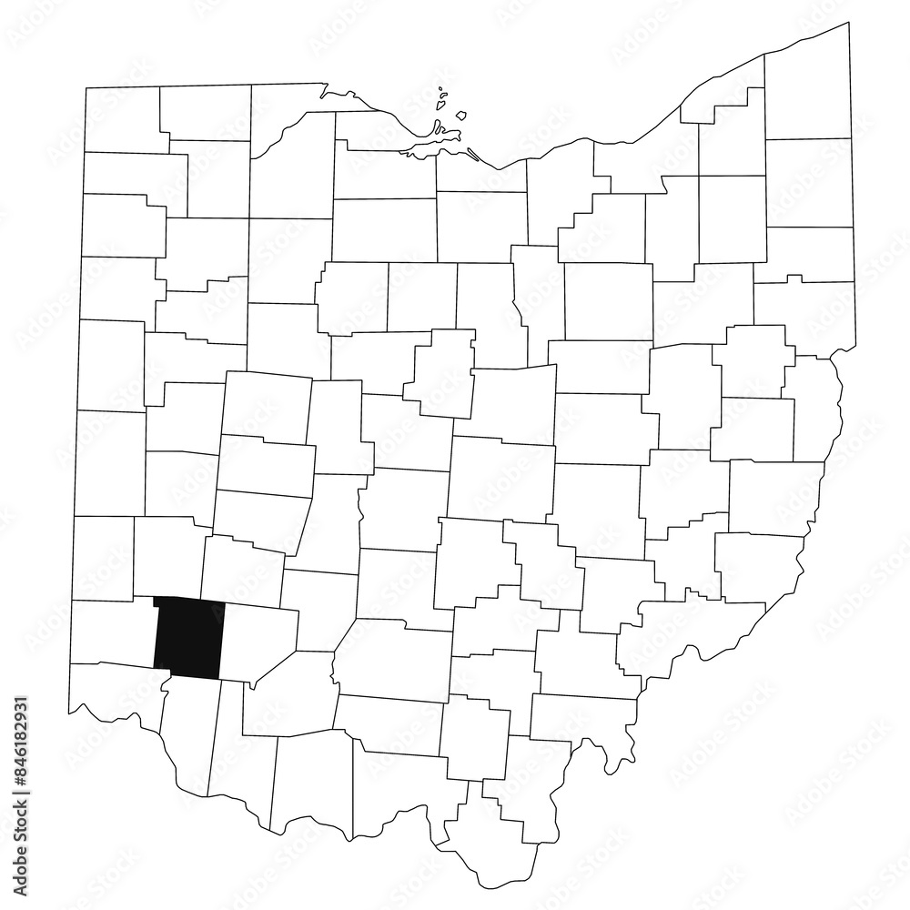 Map of Warren County in Ohio state on white background. single County ...