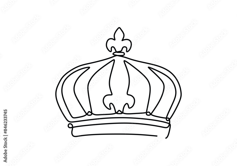 Royal Crown continuous line drawing. Simple king crown outline design ...