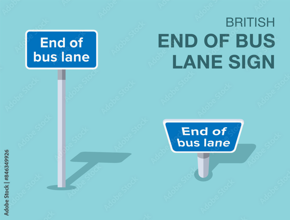 Traffic regulation rules. Isolated British "end of bus lane" road sign ...