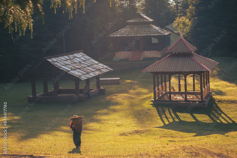 Temples in the mountains. Pundarik Rishi Temple, Upper Neahi village ...