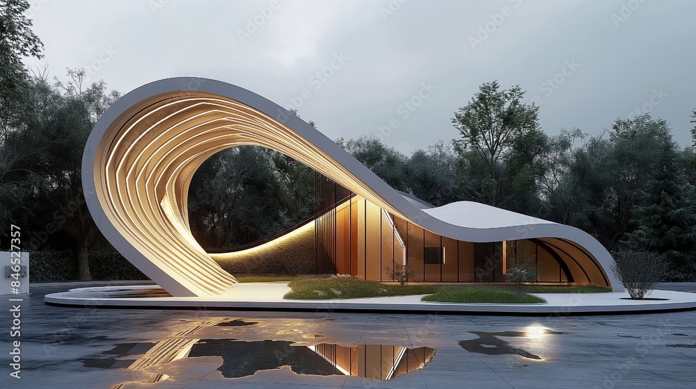 curved roof, design of parametric architecture Stock Illustration | Adobe Stock