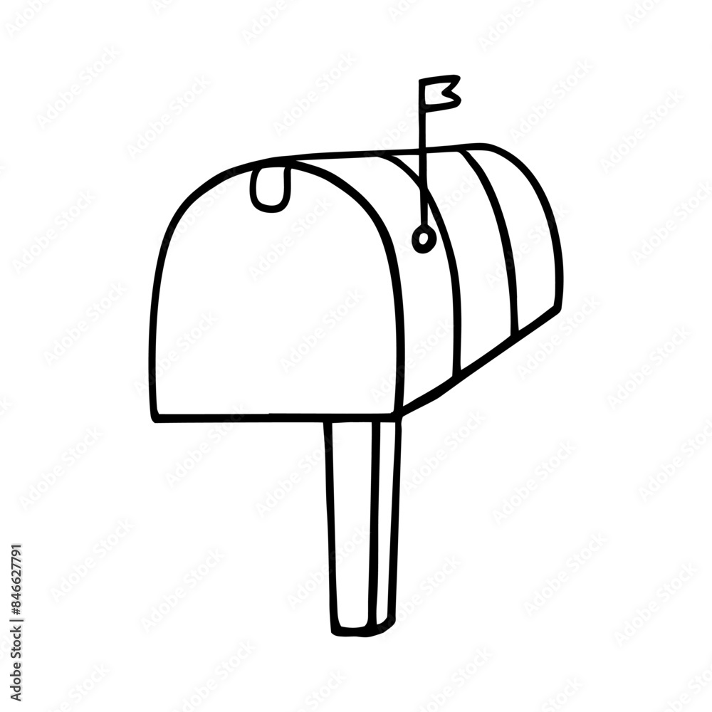 Retro American Suburban Letterbox. Hand drawn doodle outline post box ...