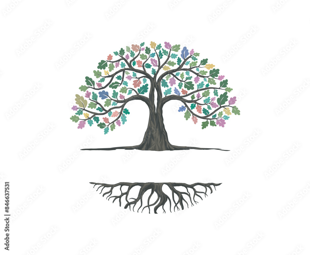 oak tree logo in circle shape, logo template Stock Vector | Adobe Stock