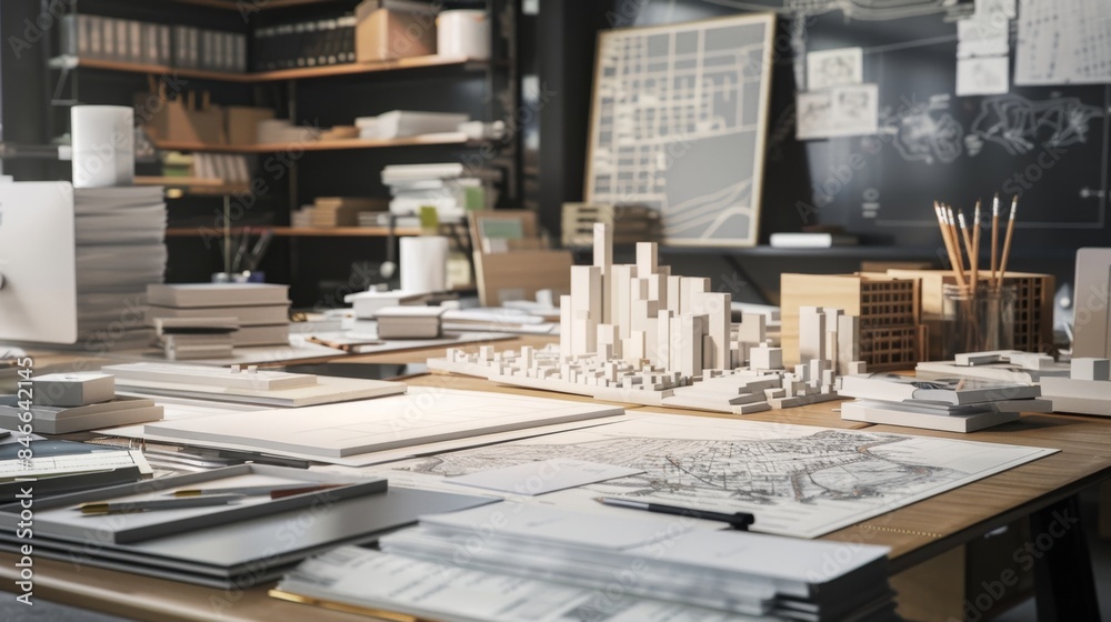 City Dreams Urban Planner's Office with Business Cards Zoning Maps and ...