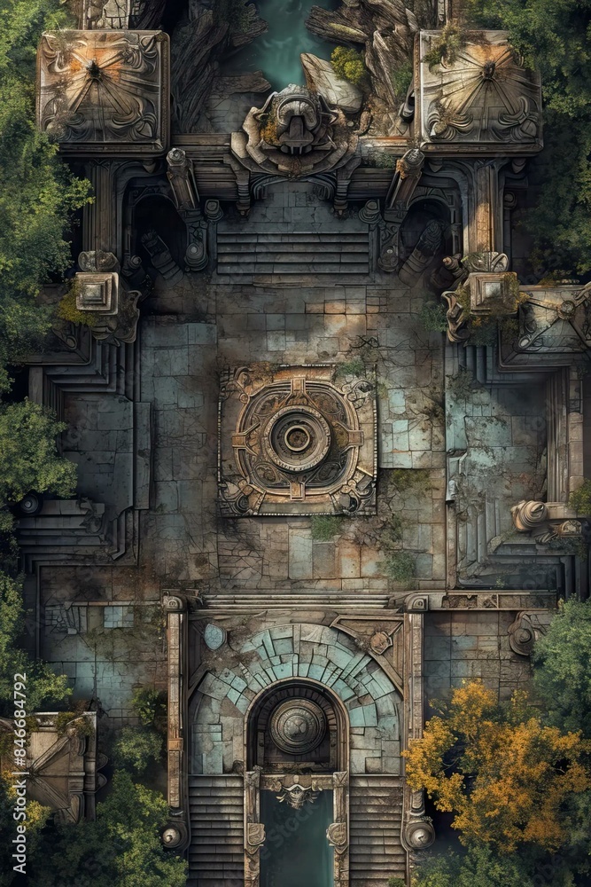 DnD Battlemap Abandoned Temple Map - Overview: An image of an abandoned ...
