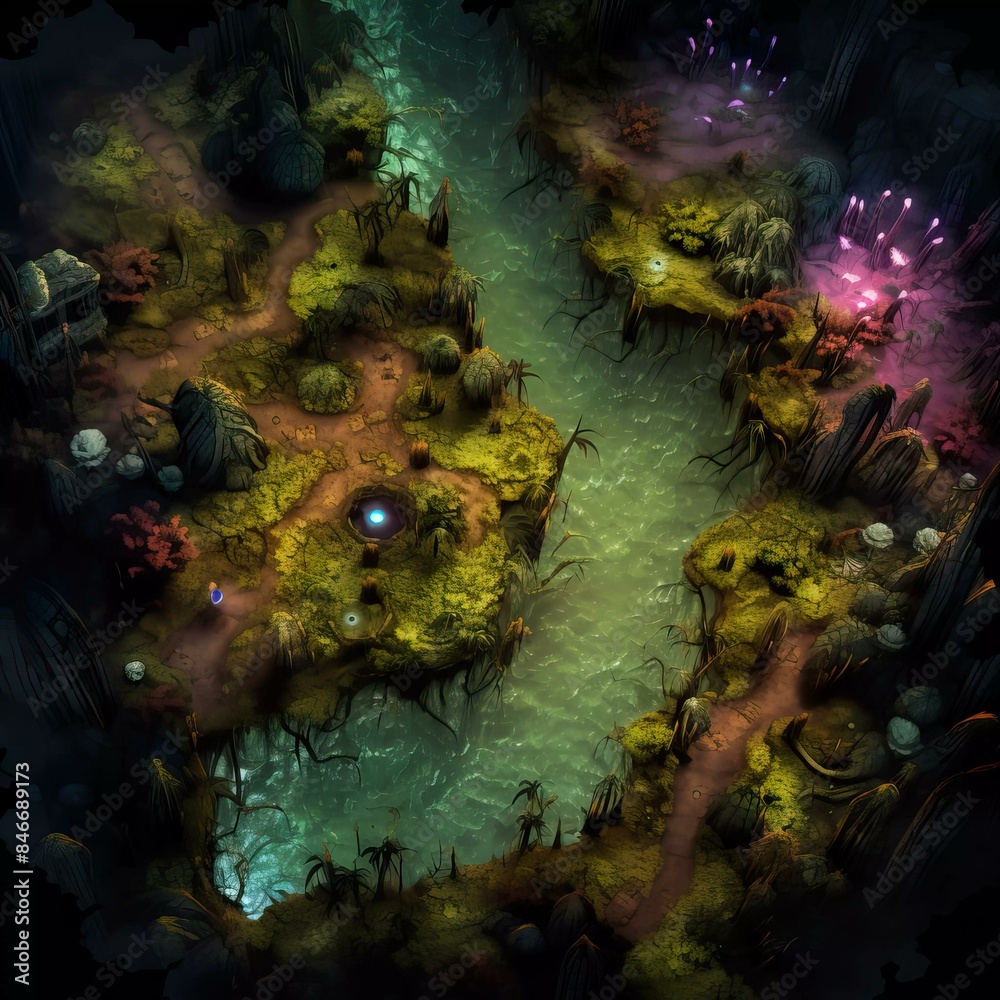 DnD Battlemap Alien Swamp: Mysterious alien world with swamp. Stock ...