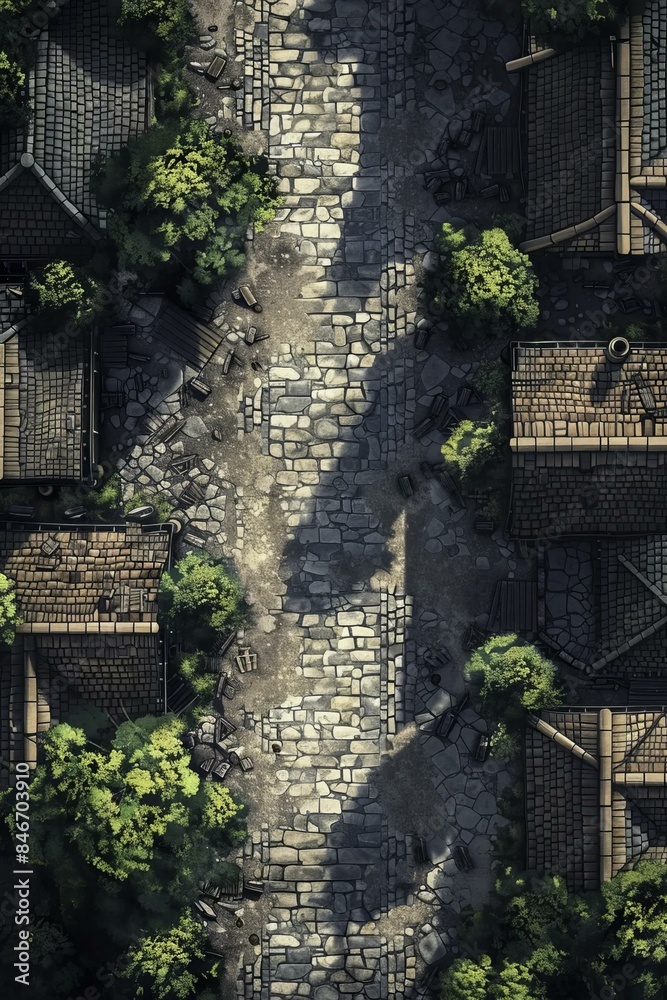 Ilustración de Stock DnD Battlemap Battle Map: Cobblestone Lane - A ...