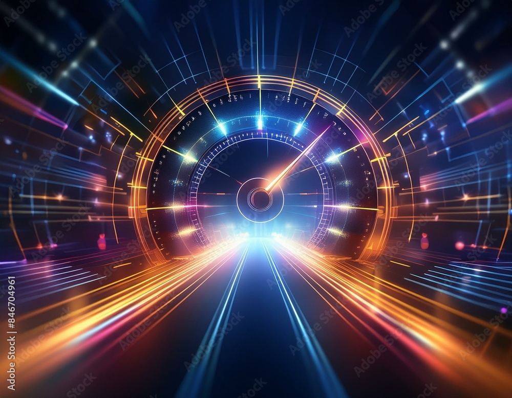 Speedometer hologram 3d fast speed acceleration velocity concept ...