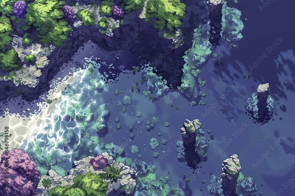 DnD Battlemap Coral Reef Battlemap Style Stock Illustration | Adobe Stock