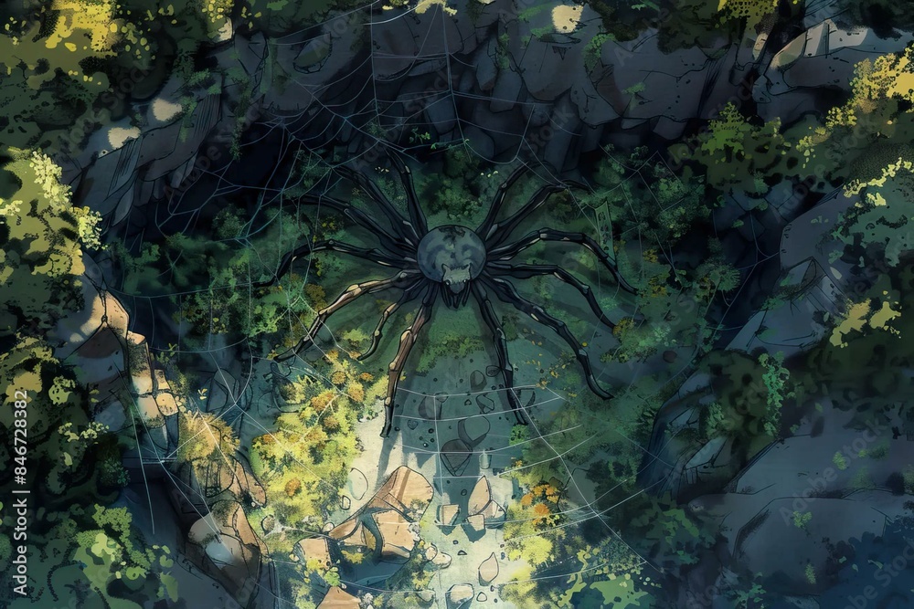 DnD Battlemap Giant Spider Nest Battlemap. Forest terrain with spider ...