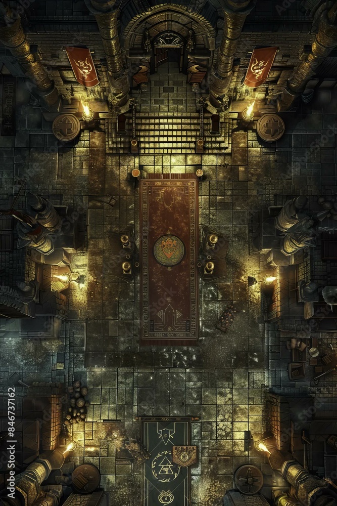 DnD Battlemap Grand Hall of a Guild hall interior. Stock Illustration ...